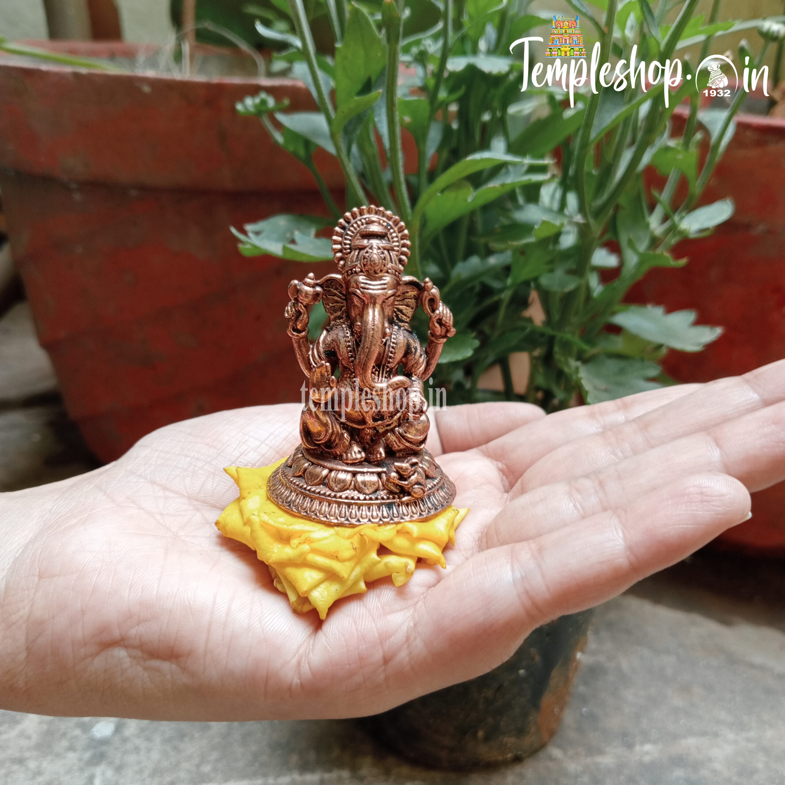 ROUND BASE VINAYAGAR COPPER IDOL - Templeshop
