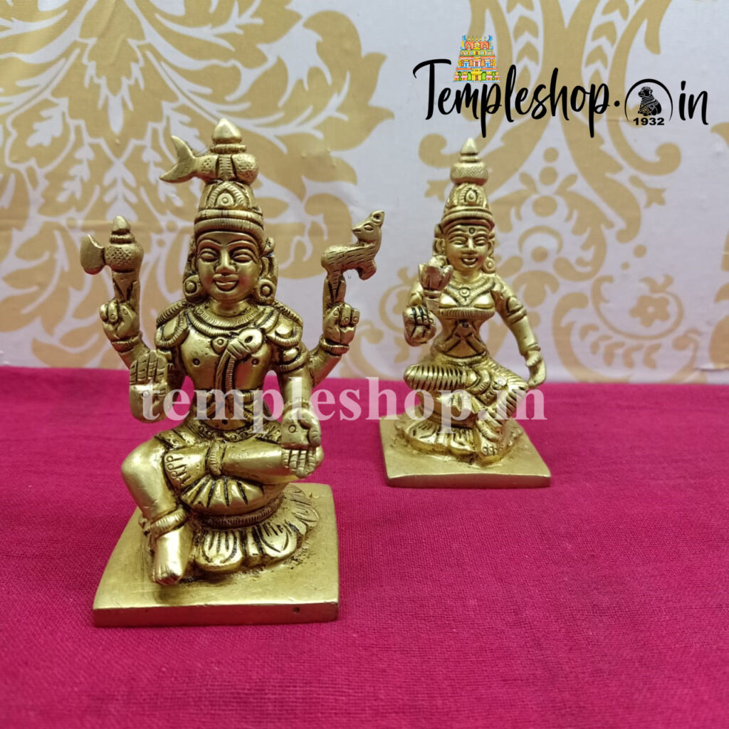 BRASS SHIVA PARVATI STATUE - Templeshop
