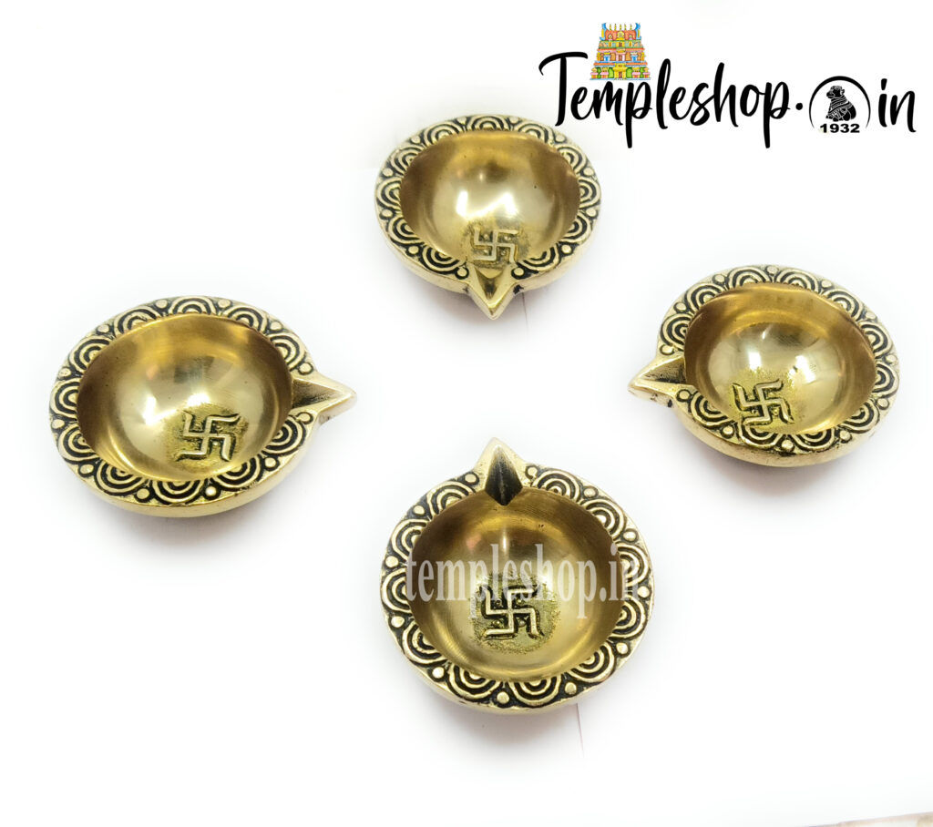 BRASS SWASTICK AGAL DIYA - Templeshop